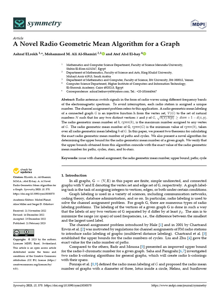 Novel Radio Geometric Mean Algorithm | PDF | Vertex (Graph Theory ...