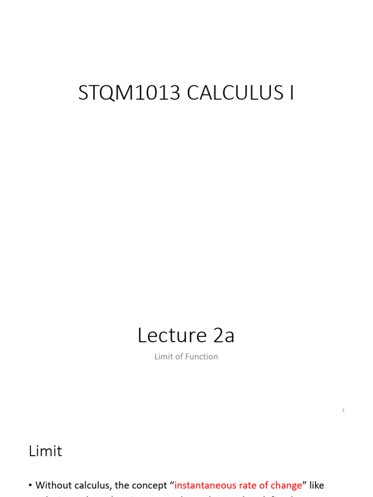 Lecture2a-Limit of Function 2025 | PDF | Limit (Mathematics) | Function ...