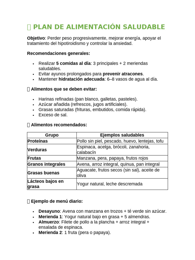 ? Plan de Alimentación Saludable | PDF