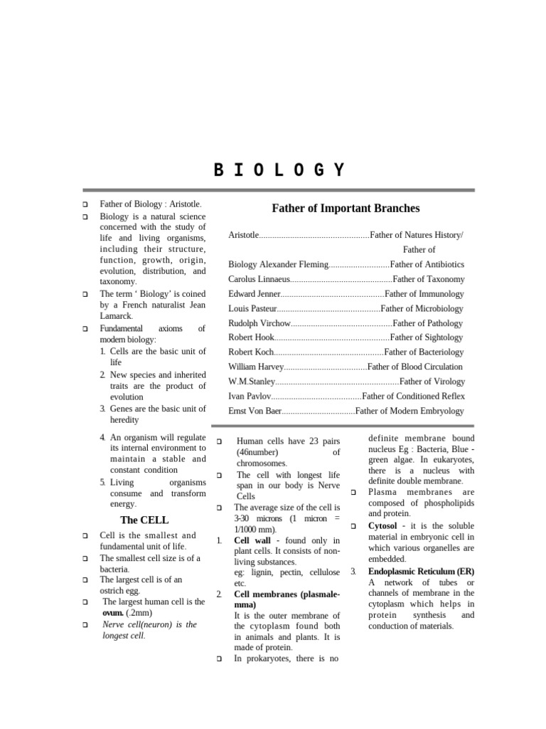 01 - Biology Study Material (1) | PDF | Cell (Biology) | Plant Nutrition
