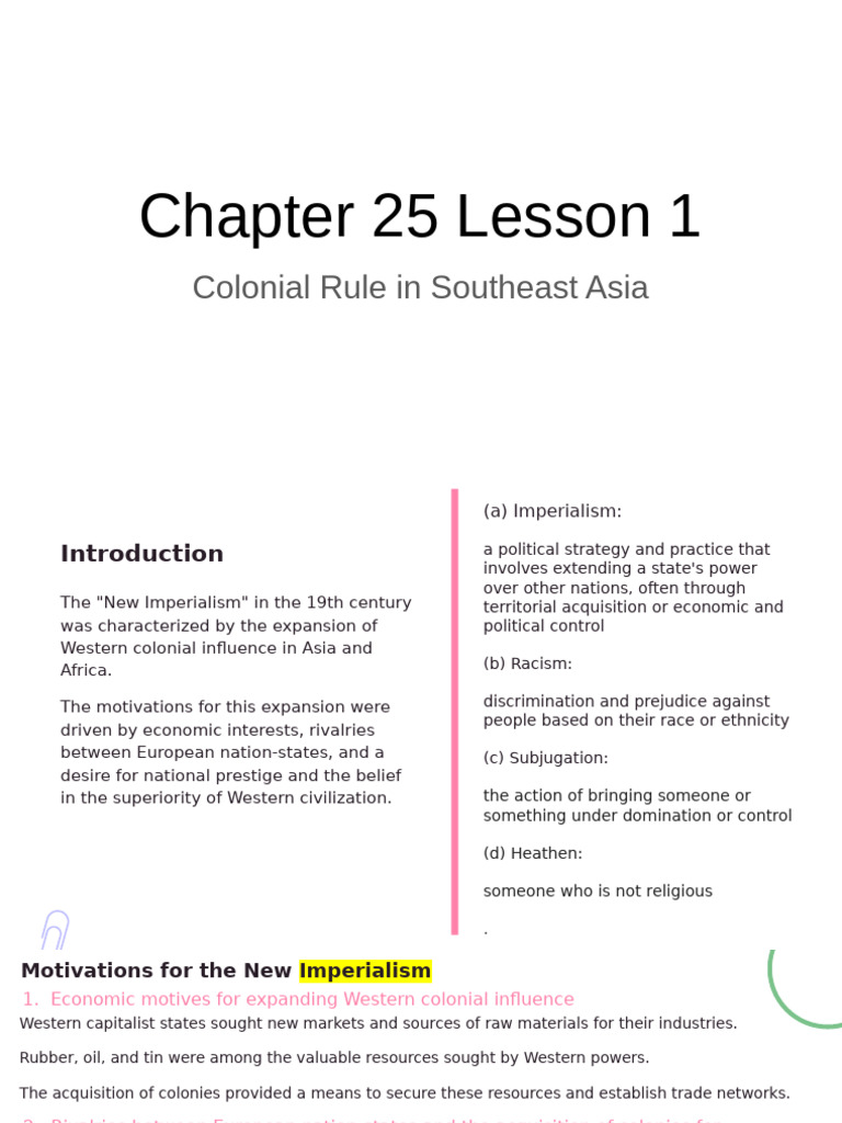 Chapter 25 Lesson 1 Colonial Rule in Southeast Asia | PDF | Imperialism ...