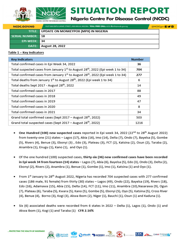 An Update of Monkeypox Outbreak in Nigeria - 180822 - 34 | PDF ...