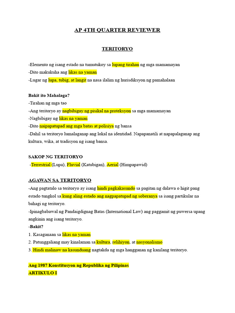 G10 4Q AP QE Reviewer | PDF