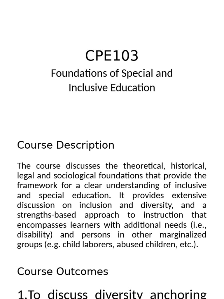 Foundations of Inclusive Education | PDF | Disability | Identity ...