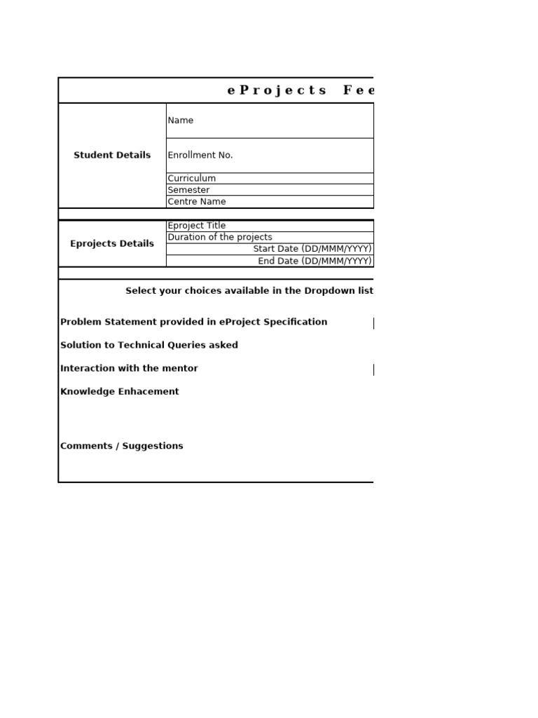 EProject Feeback Form | PDF