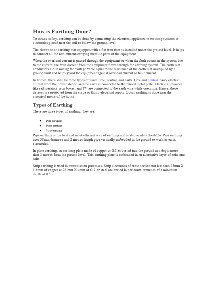 Earthing | PDF