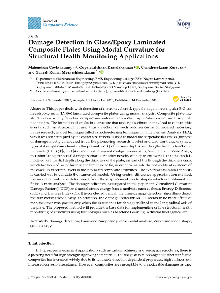 Damage Detection in Glass-Epoxy Laminated Composite Plates Using Modal ...