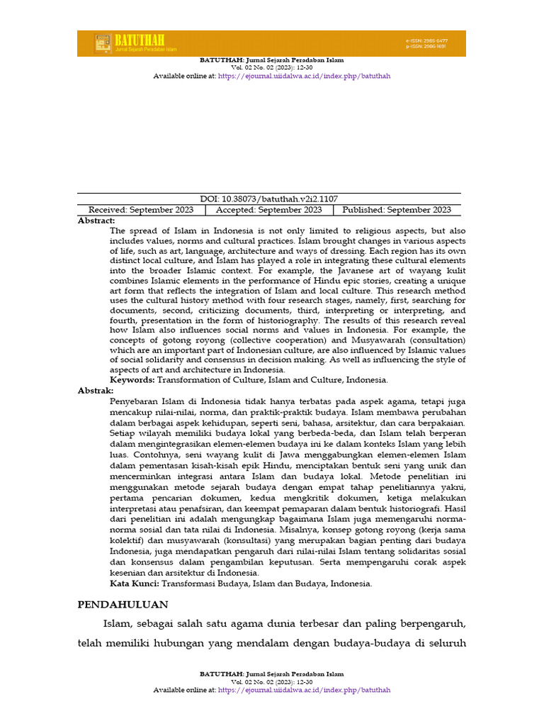Islam Dan Transformasi Budaya Lokal Di Indonesia | PDF