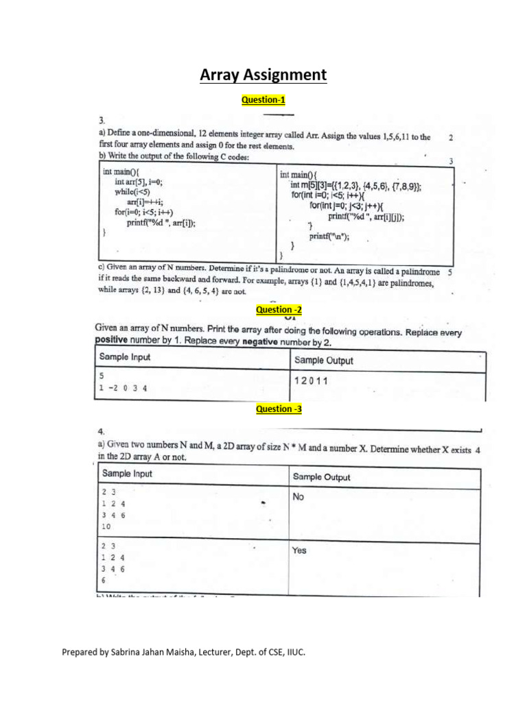 Array Assignment by SJM | PDF