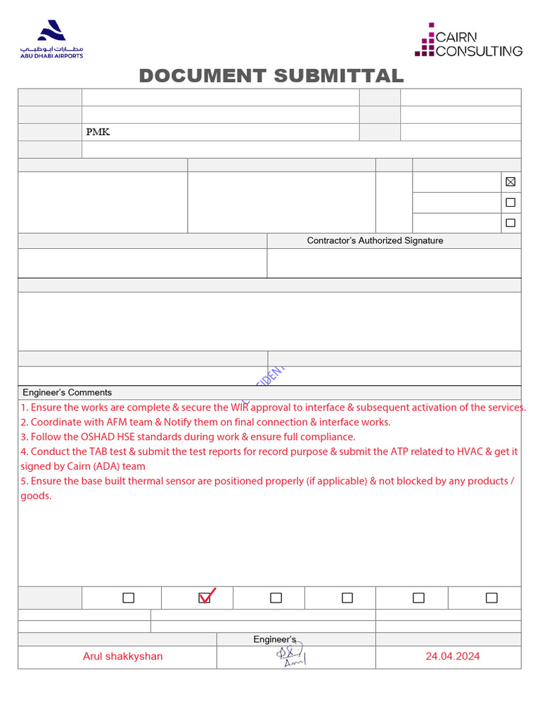 NOC Submission For Supply Duct Connection With Base Built Duct ...