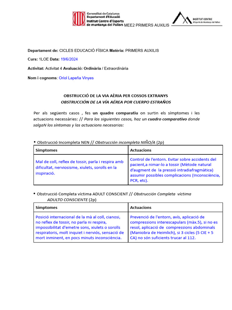 Activitat 4. Quadre Comparatiu OVA (Cat - Cast) | PDF