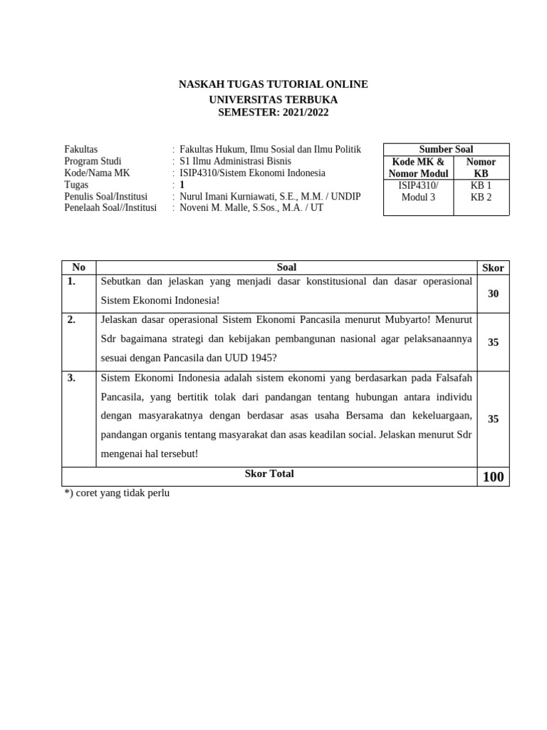 Naskah Tugas Tutorial Online - TUGAS 1 | PDF