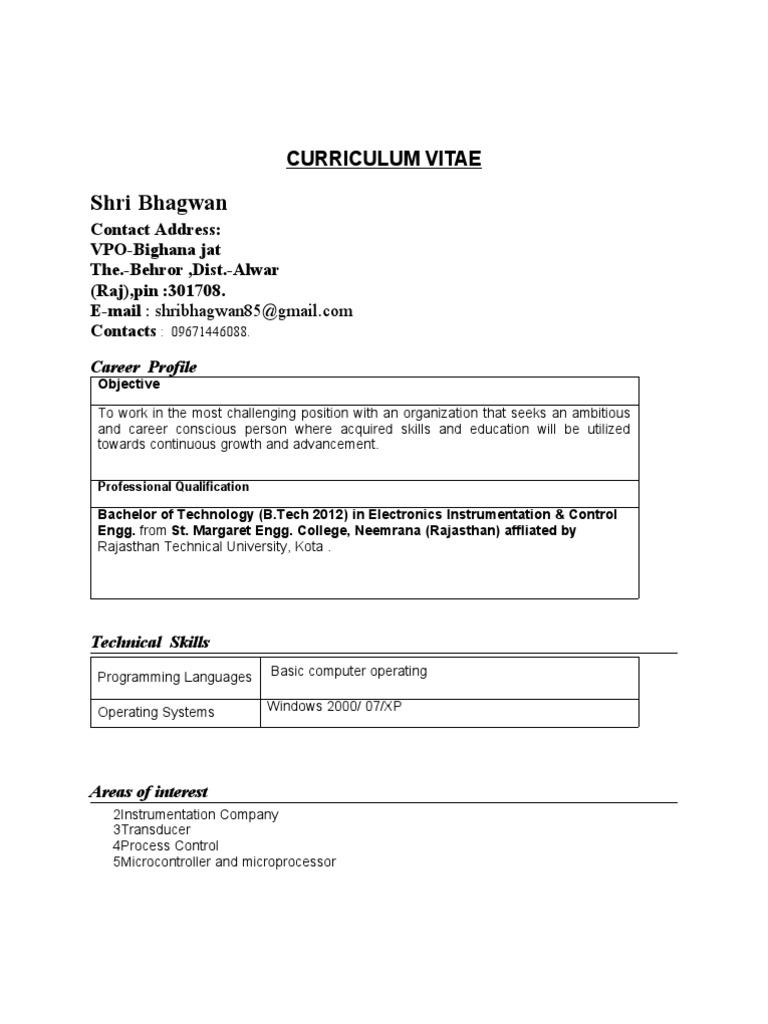 Shri Bhagwan Resume | PDF | Business