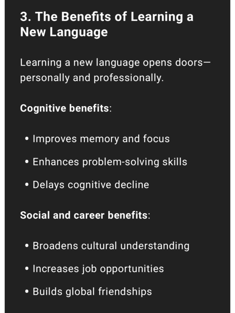 Benefits of Learning New Language | PDF