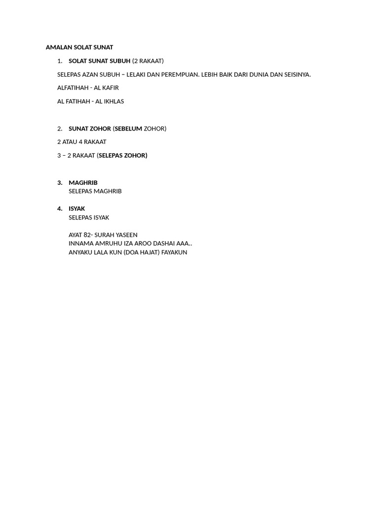 Amalan Solat Sunat | PDF