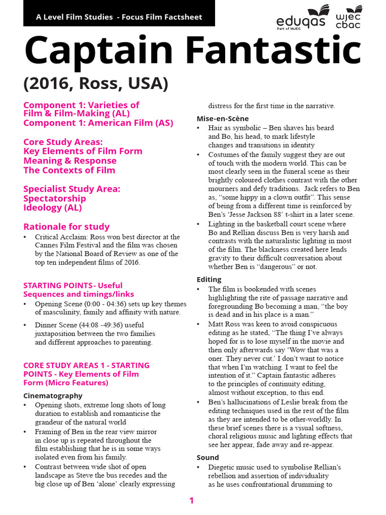 Captain Fantastic: A Level Film Study Guide | PDF