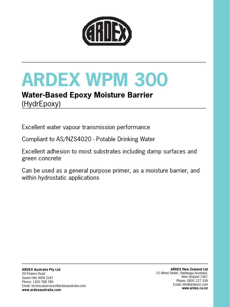ARDEX WPM 300 Moisture Barrier Guide | PDF | Concrete | Coating