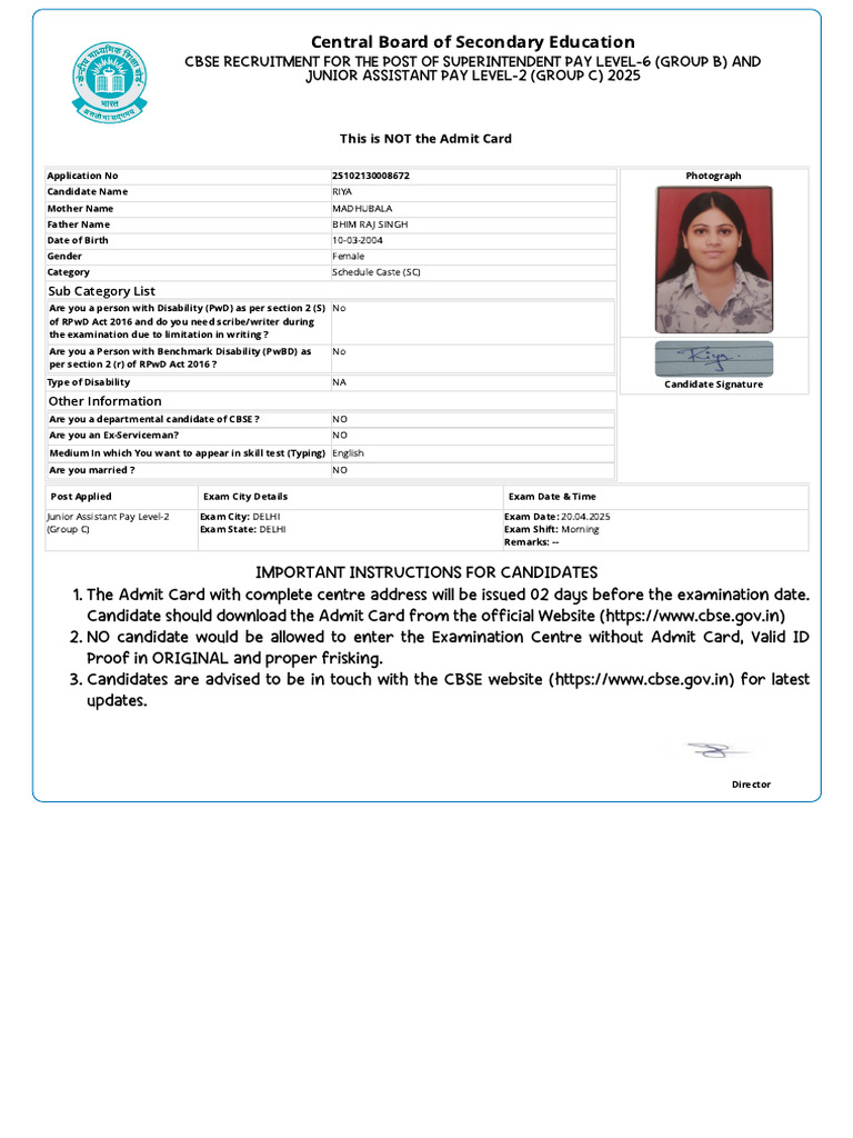 Admissions - Nic.in CBSERecruitment Applicant AdmitCardDetail DownLoadAdmitCardCity - Aspx | PDF ...