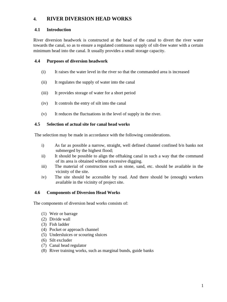 4 Chapter 4 Diversion Head Works | PDF | Soil Mechanics | Dam