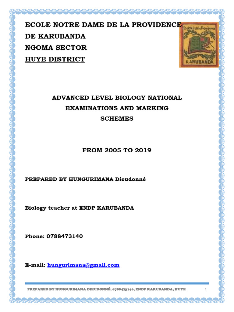 Biology Examination 2006-2019 | PDF | Chemical Synapse | Reproduction