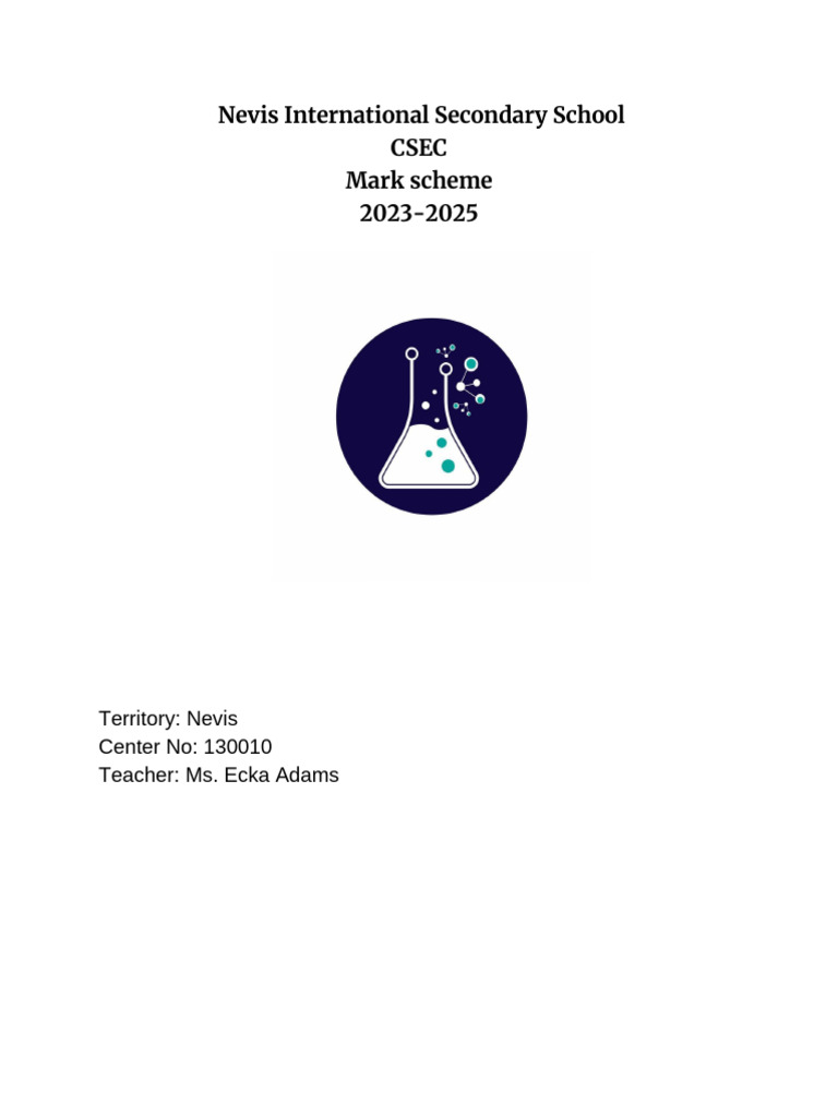 Chemistry CSEC Mark Scheme | PDF | Titration | Chemistry