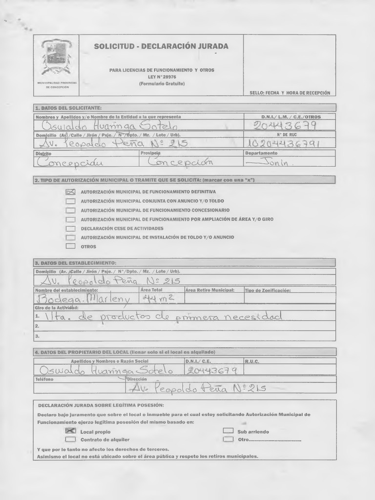 EJEMPLO-DECLARACION-JURADA | PDF