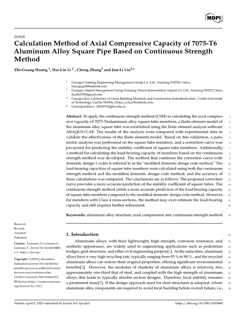 Axial Capacity of 7075-T6 Aluminum Pipe | PDF | Strength Of Materials ...