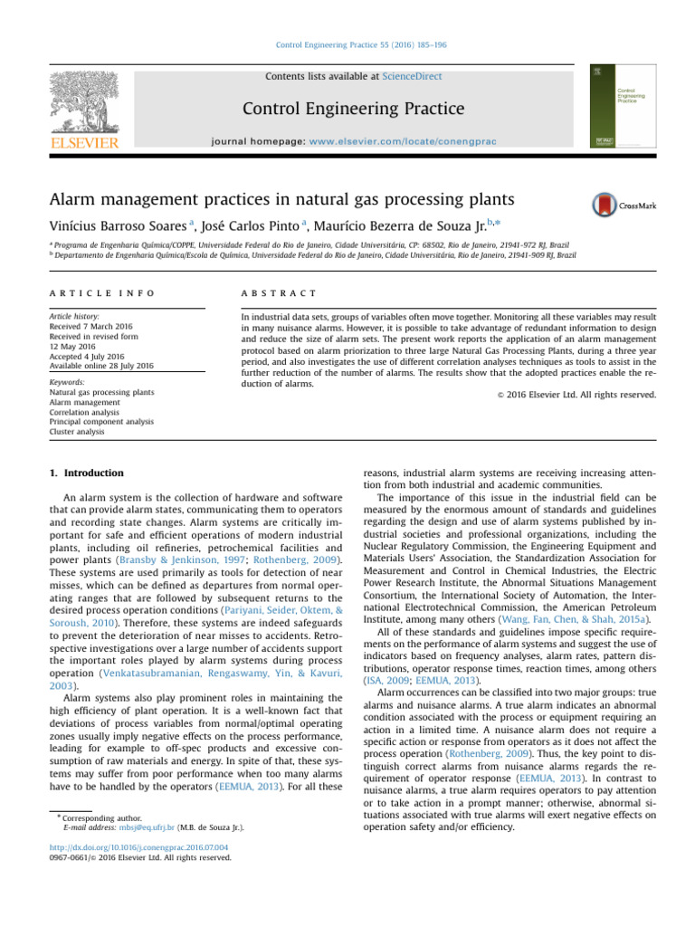 Alarm Management Practices in Natural Gas Processing Plants | PDF ...