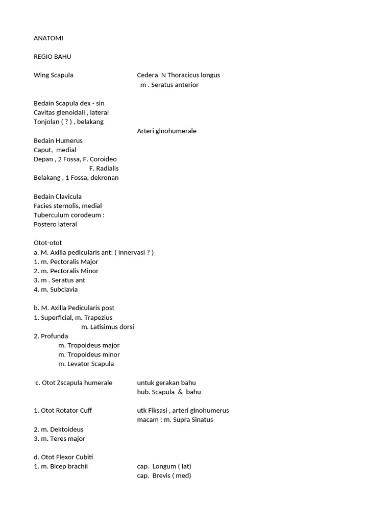 Anatomi Regio Bahu | PDF