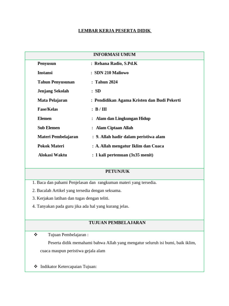 LKPD Iklim Dan Cuaca | PDF