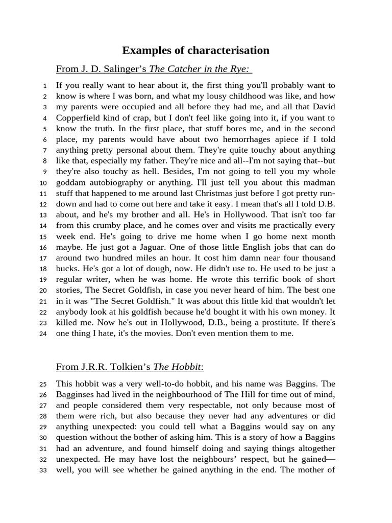 Examples of Characterisation | PDF | Hobbit | Middle Earth