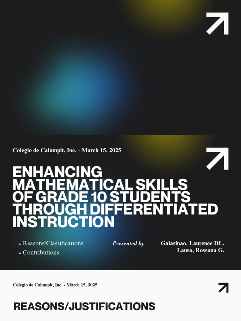 Enhancing Mathematical Skills of Grade 10 Students Through Differentiated Instruction Galasinao ...