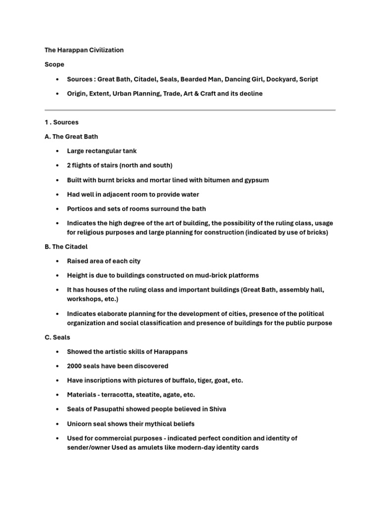 The Harappan Civilization Notes | PDF