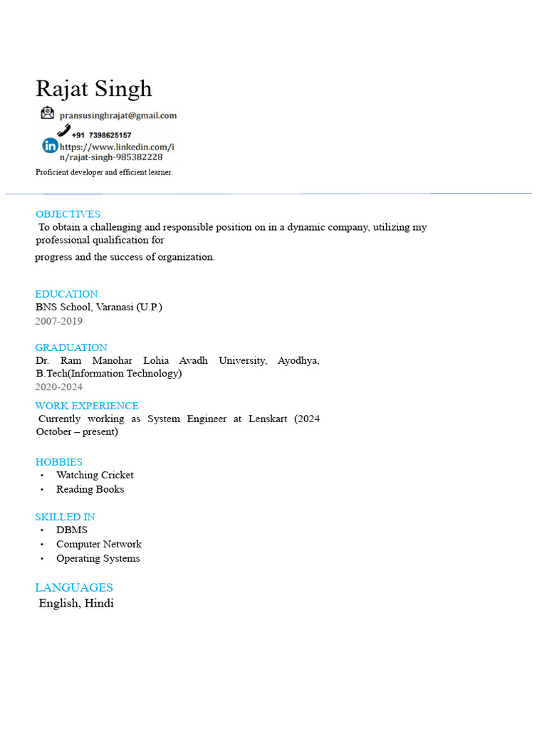 Rajat Resume | PDF