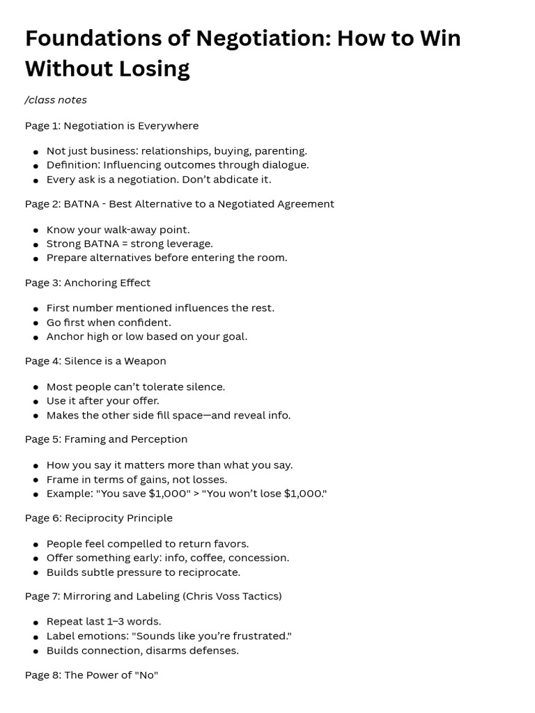 Title Foundations of Negotiation How To Win Without Losing | PDF ...