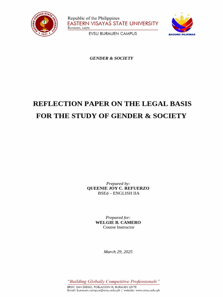 Pasagui - Reflection Paper | PDF | Gender | Gender Studies