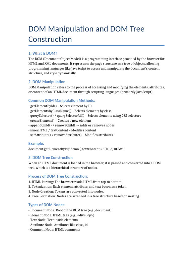 DOM Manipulation and DOM Tree | PDF