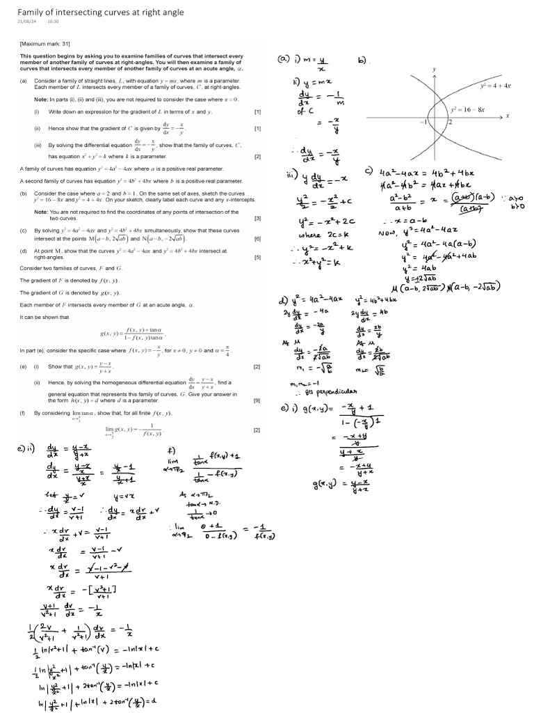 Family of Intersecting Curves at Right Angle | PDF