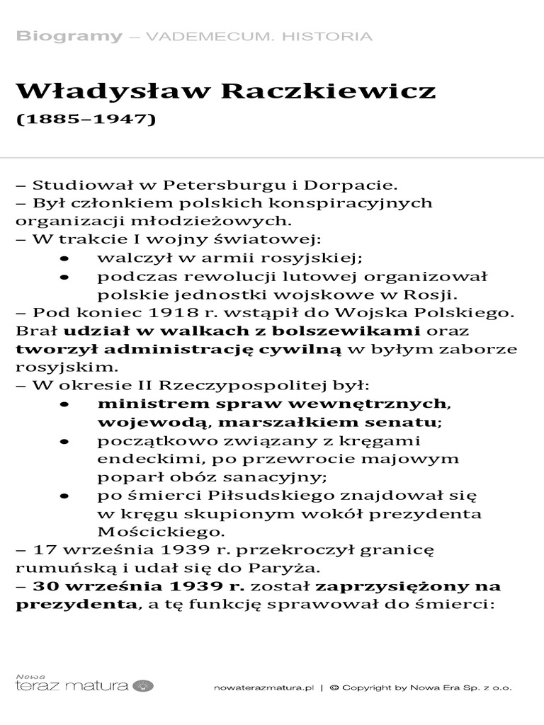 Biogram Władysław Raczkiewicz | PDF