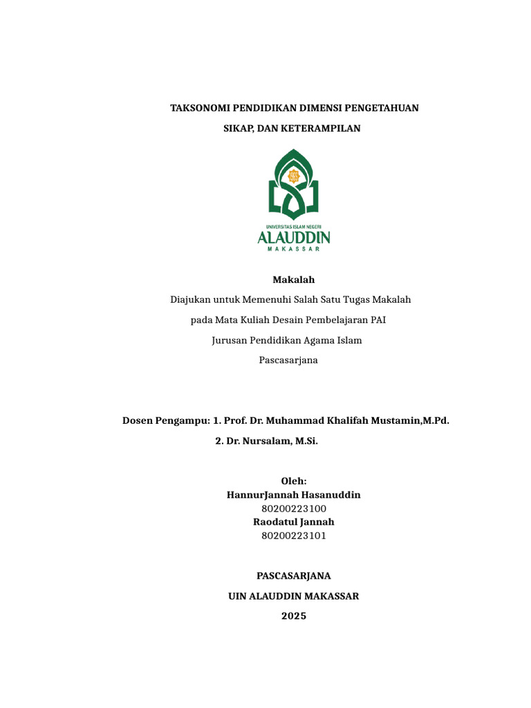 KLP 2 - Taksonomi Pendidikan | PDF