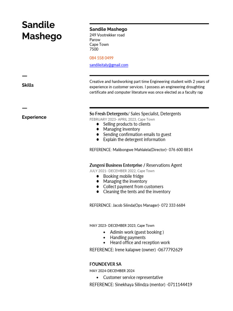 CV Sandile (1) With Experience PDF | PDF