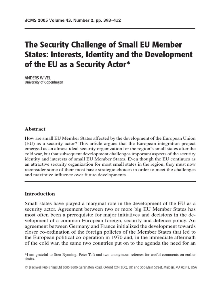 The Security Challenge of Small EU Member | PDF | European Union ...