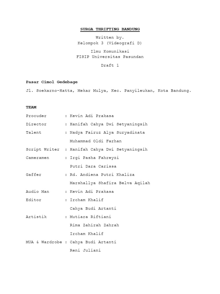 DRAFT 1 DOKUMENTER THRIFT | PDF