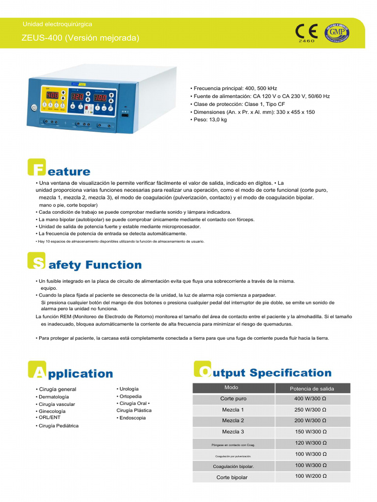 Unidad Electroquirúrgica Zeus-400 | PDF | Electricidad | Ingenieria ...