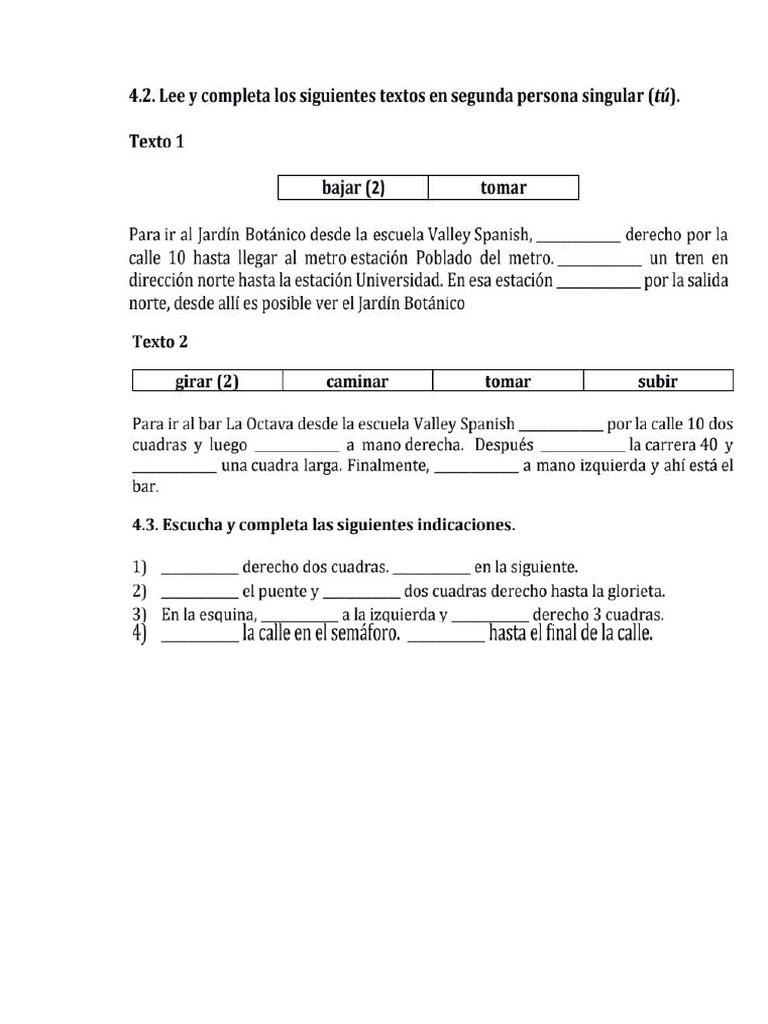 verbos y preposiciones de movimiento, dirección y clima | PDF
