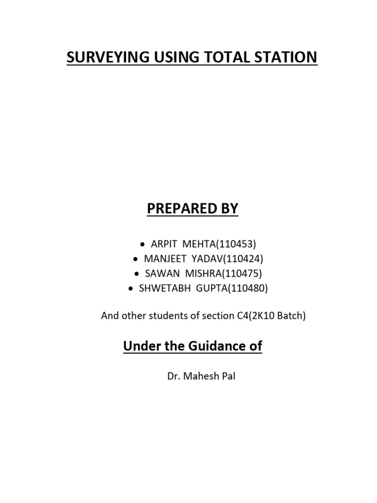 Total Station Surveying Guide | PDF | Surveying