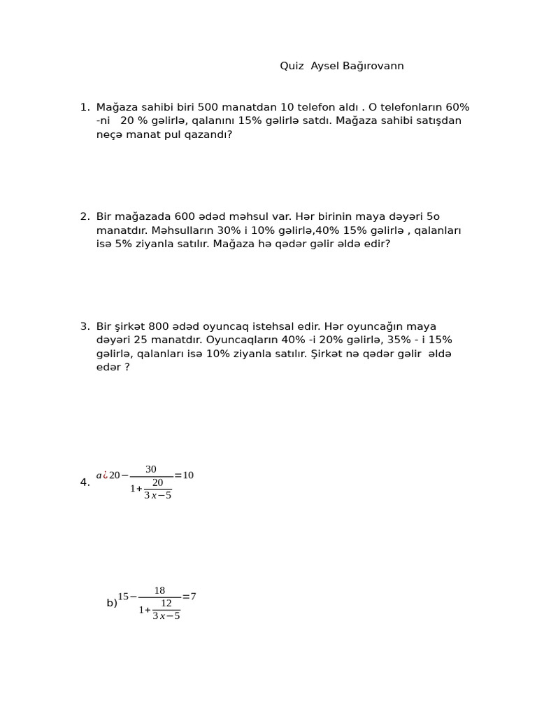 Quiz 6 Aysel Bagirova | PDF
