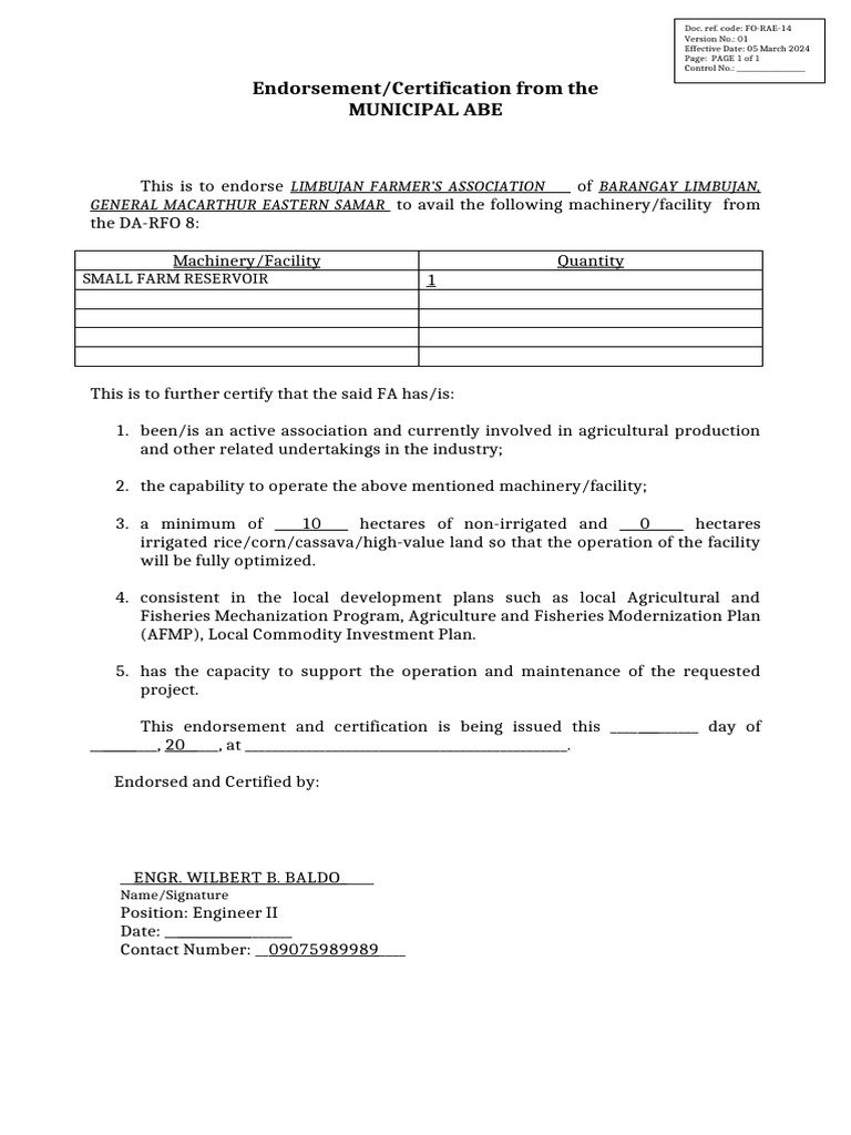 ANNEX A.3. ABE Endorsement | PDF