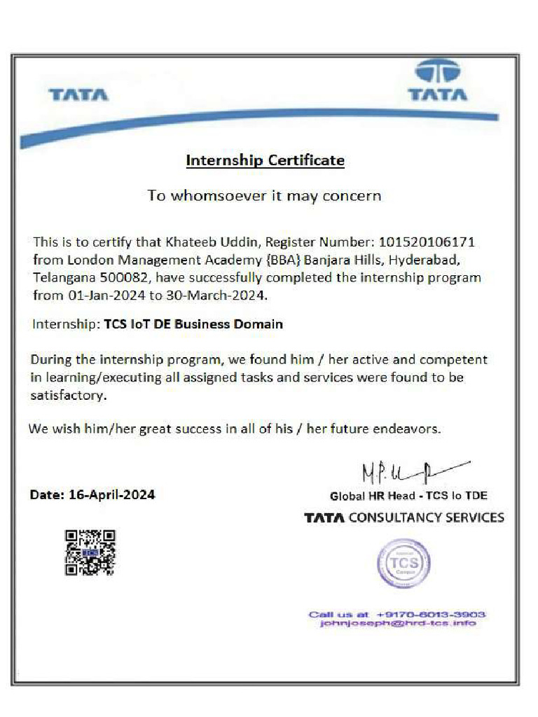 Intership Certificate | PDF