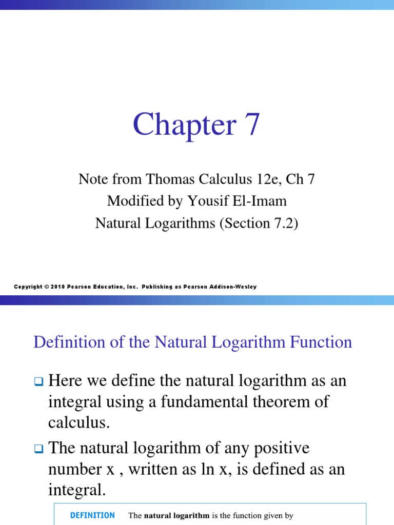 MathII Ch07 3 Natural Logarithms | PDF | Logarithm | Integral